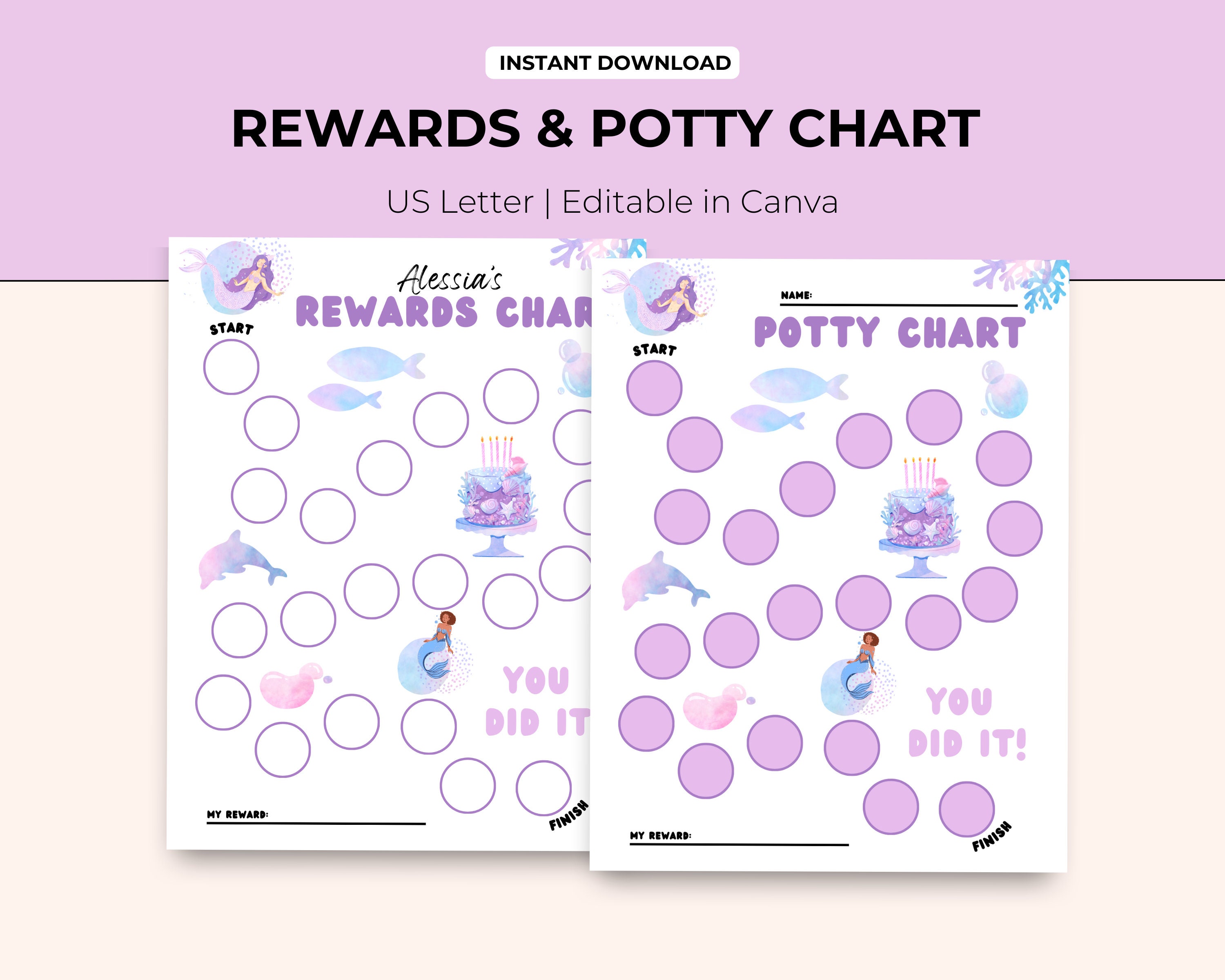 Rewards Chart for Kids Potty Training Chart Girl Toilet Training Chart ...