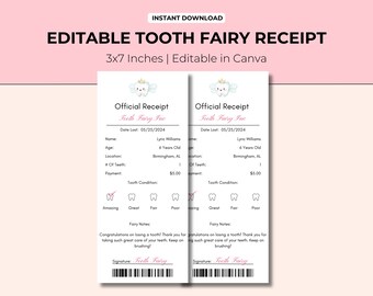 Editable Tooth Fairy Letter Tooth Fairy Receipts Tooth Fairy Letter ...