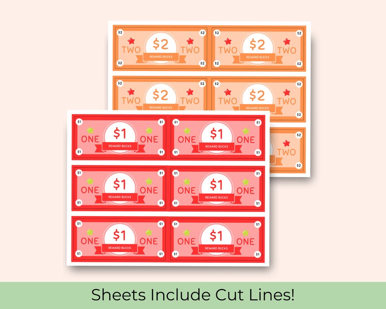 Editable Reward Bucks | Kids Play Money | Printable Play Money | Chore ...