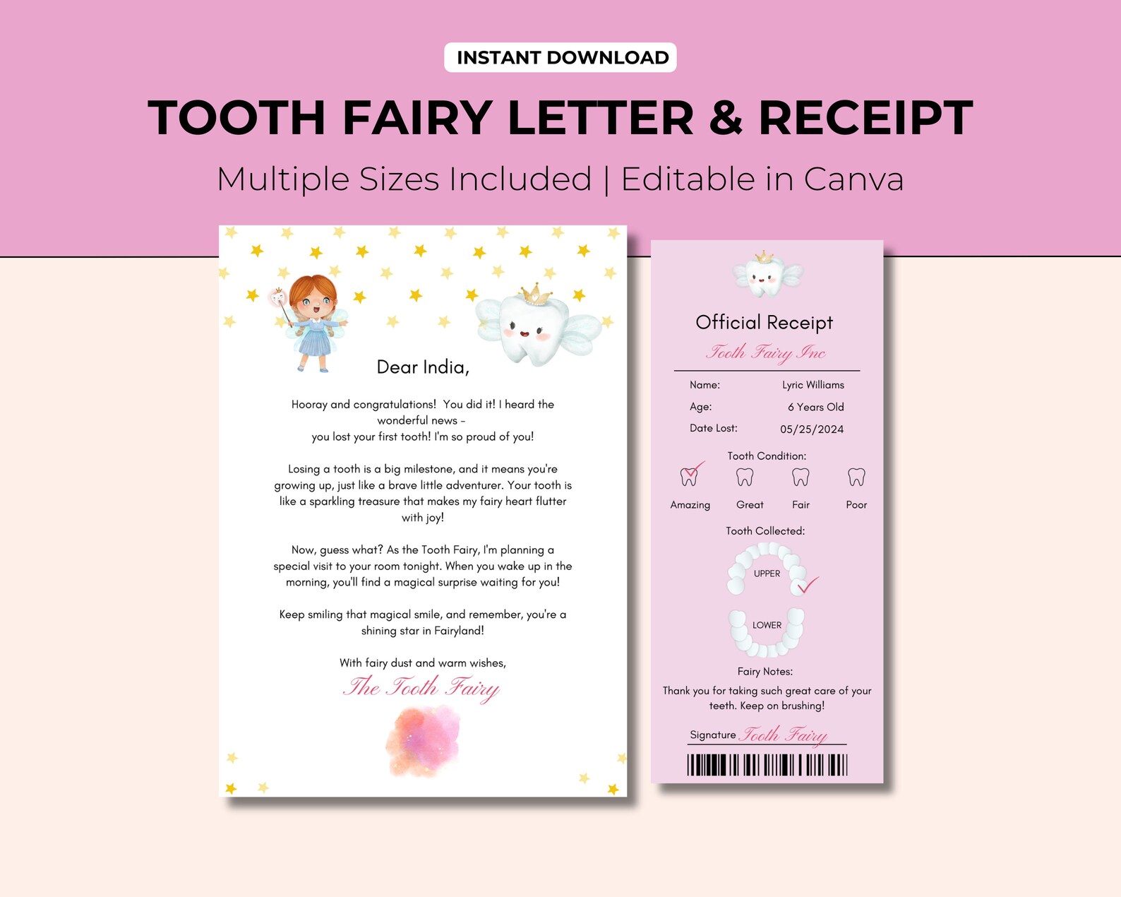 Tooth Fairy Letter First Tooth | Editable Tooth Fairy Letter | Tooth ...