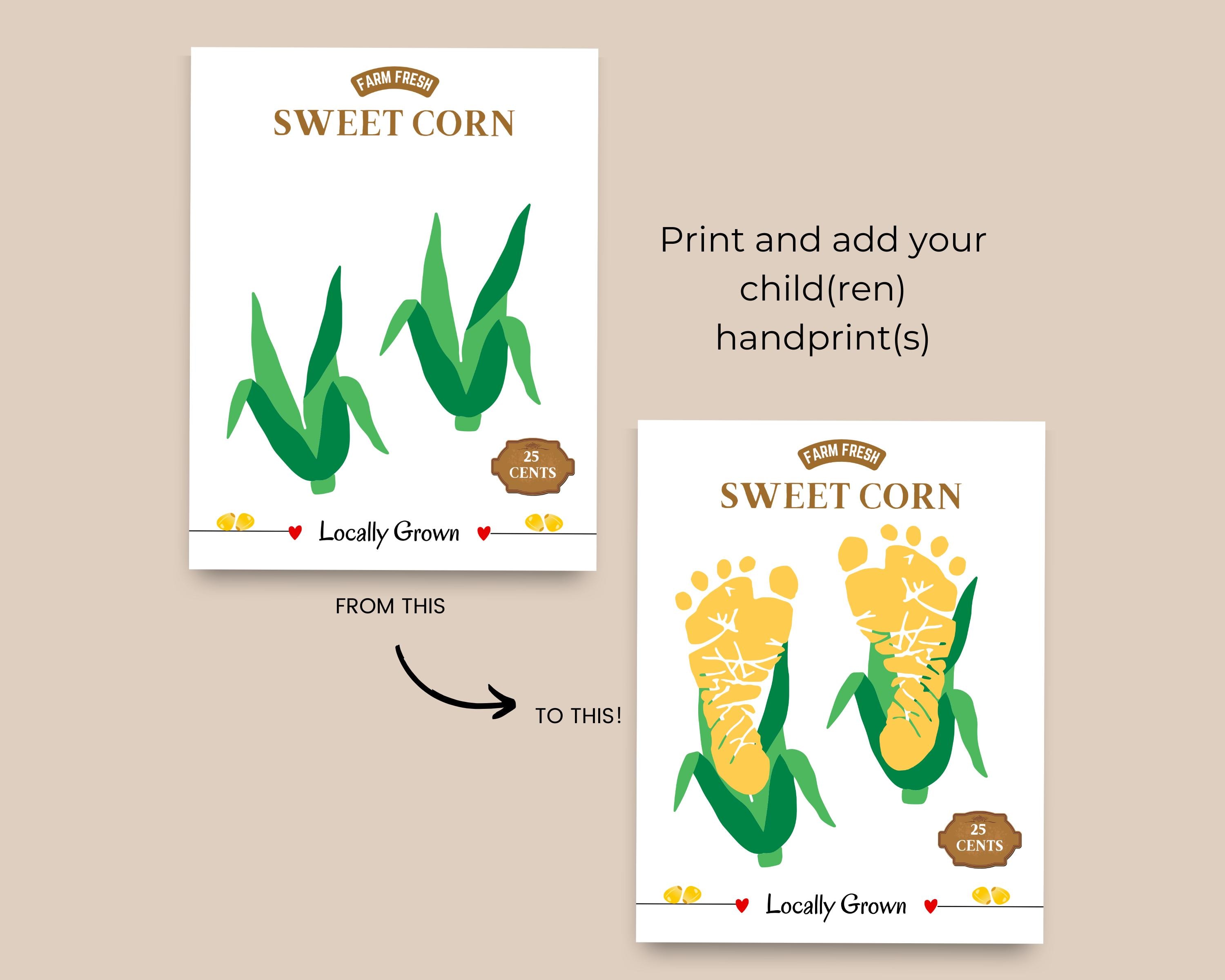 Sweet Corn Footprint Handprint Craft, Fall Footprint, Fall Footprint ...