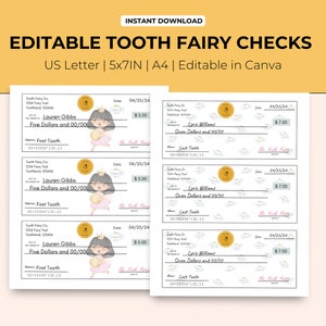 Tooth Fairy Check | Tooth Fairy Money Printable | Tooth Fairy Voucher ...
