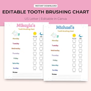 Zahnputz-Diagramm, Kinder-Routine-Diagramm, Zähneputzen-Diagramm ...