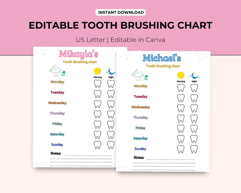 Zahnputz-Diagramm, Kinder-Routine-Diagramm, Zähneputzen-Diagramm ...