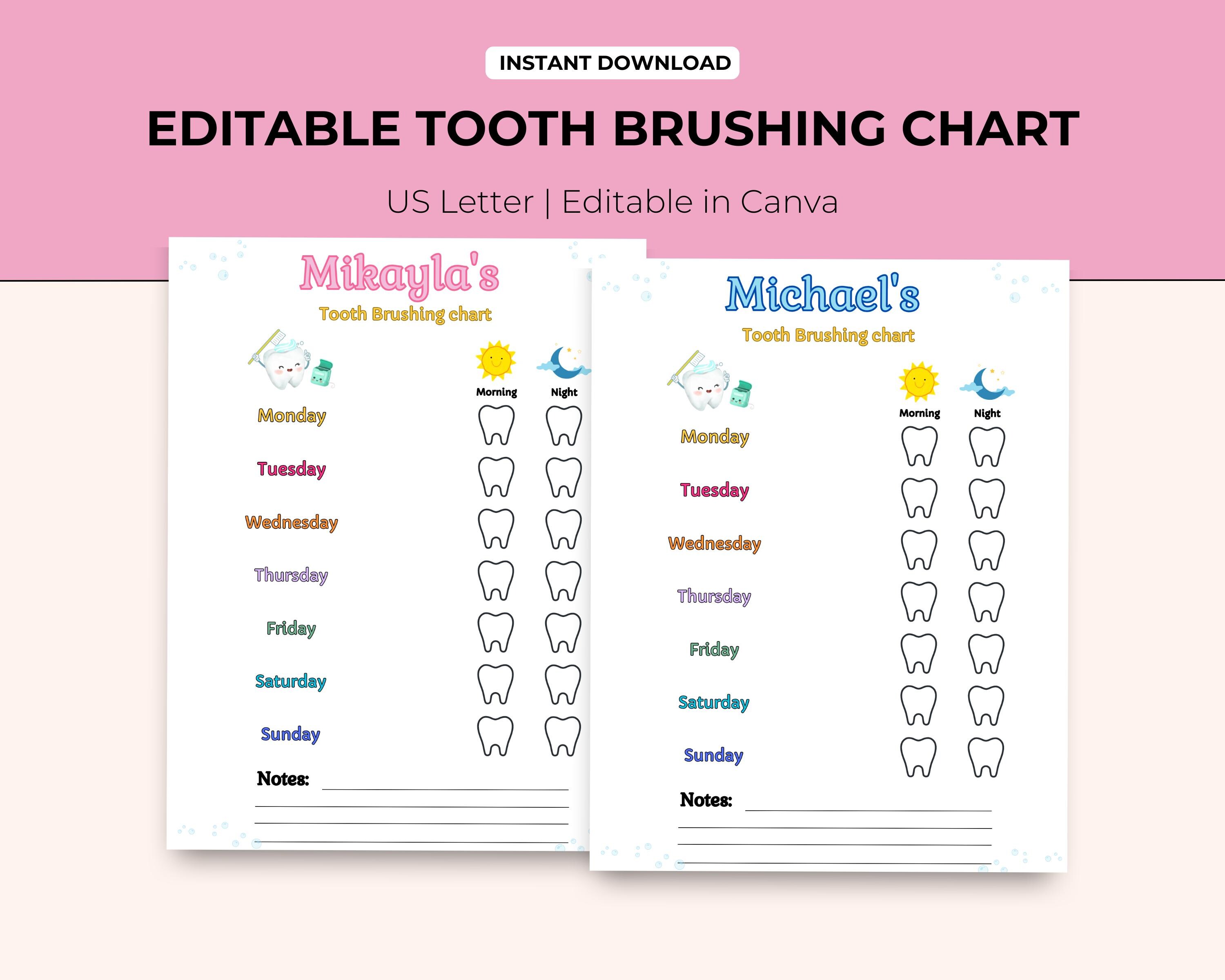 Zahnputz-Diagramm, Kinder-Routine-Diagramm, Zähneputzen-Diagramm ...