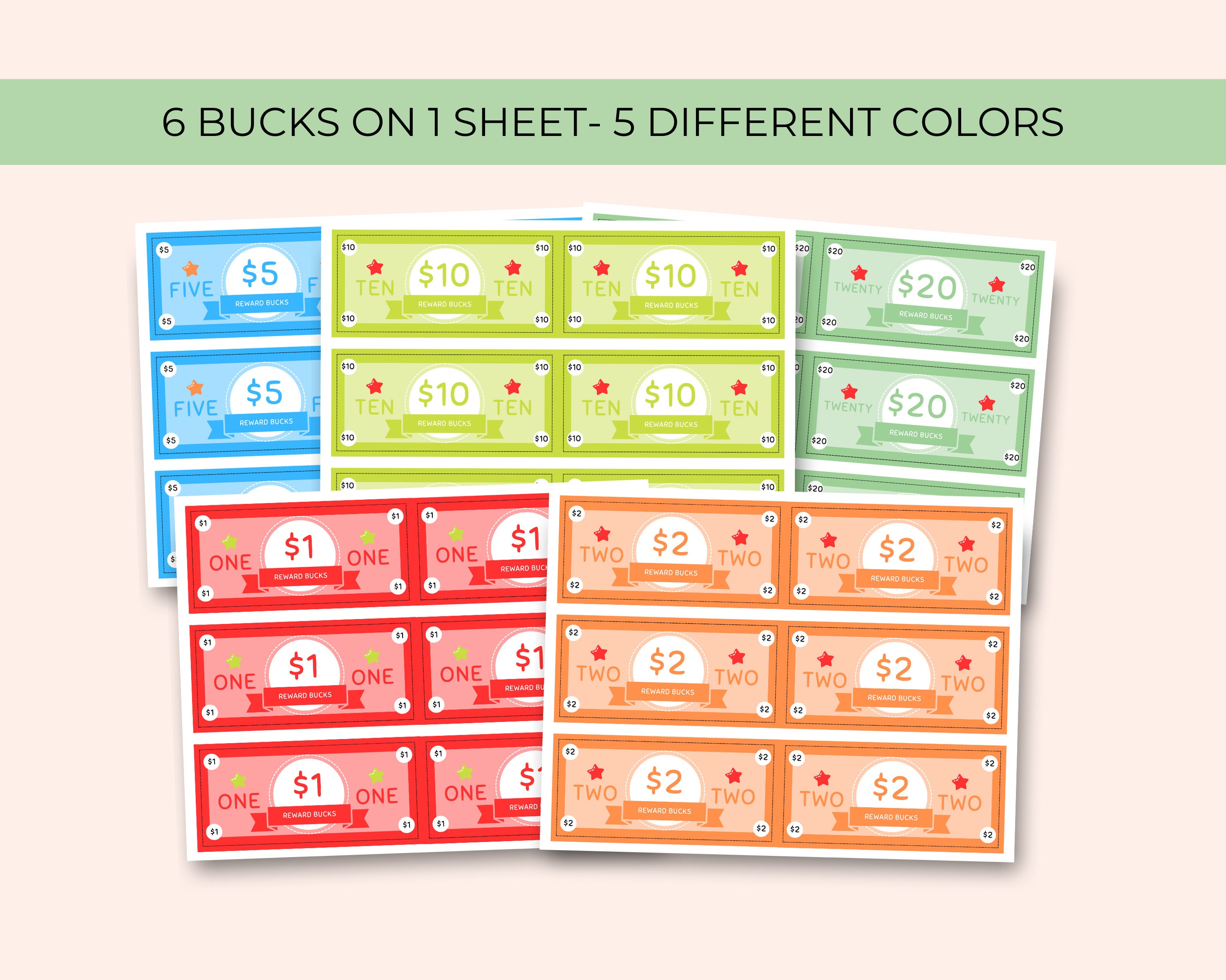 Editable Reward Bucks | Kids Play Money | Printable Play Money | Chore ...