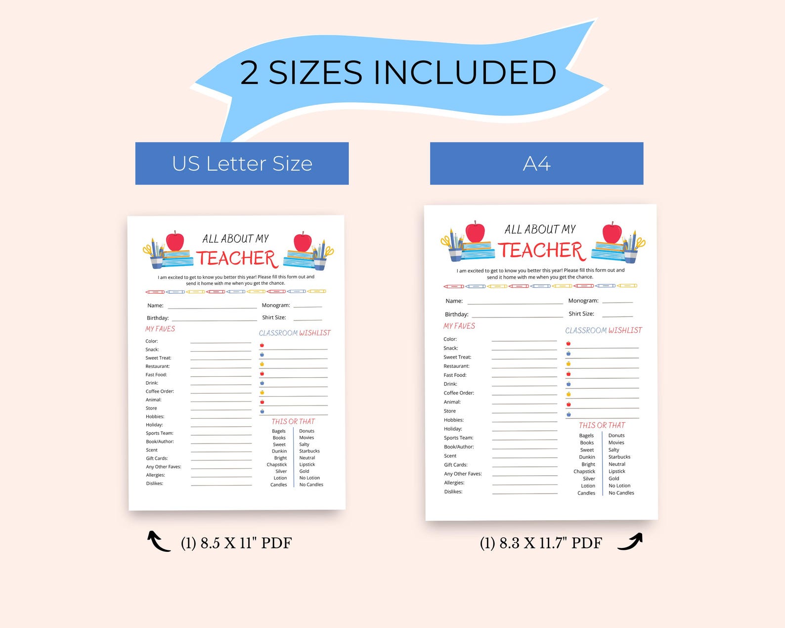 All About My Teacher, Teacher Favorite Things, Teacher Questionnaire ...