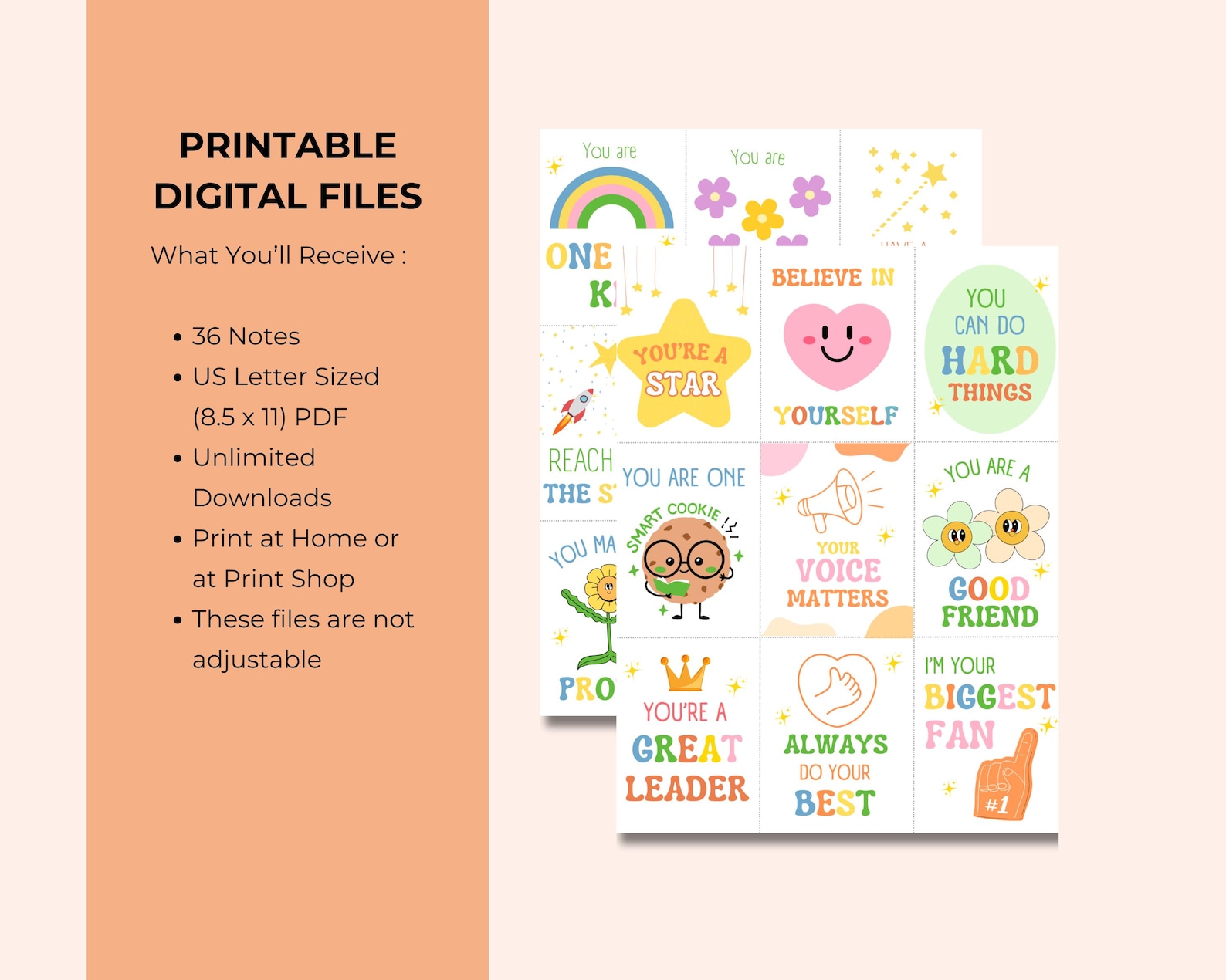 Lunchbox Notes for Kids, Printable Lunchbox Notes, Positive Notes ...