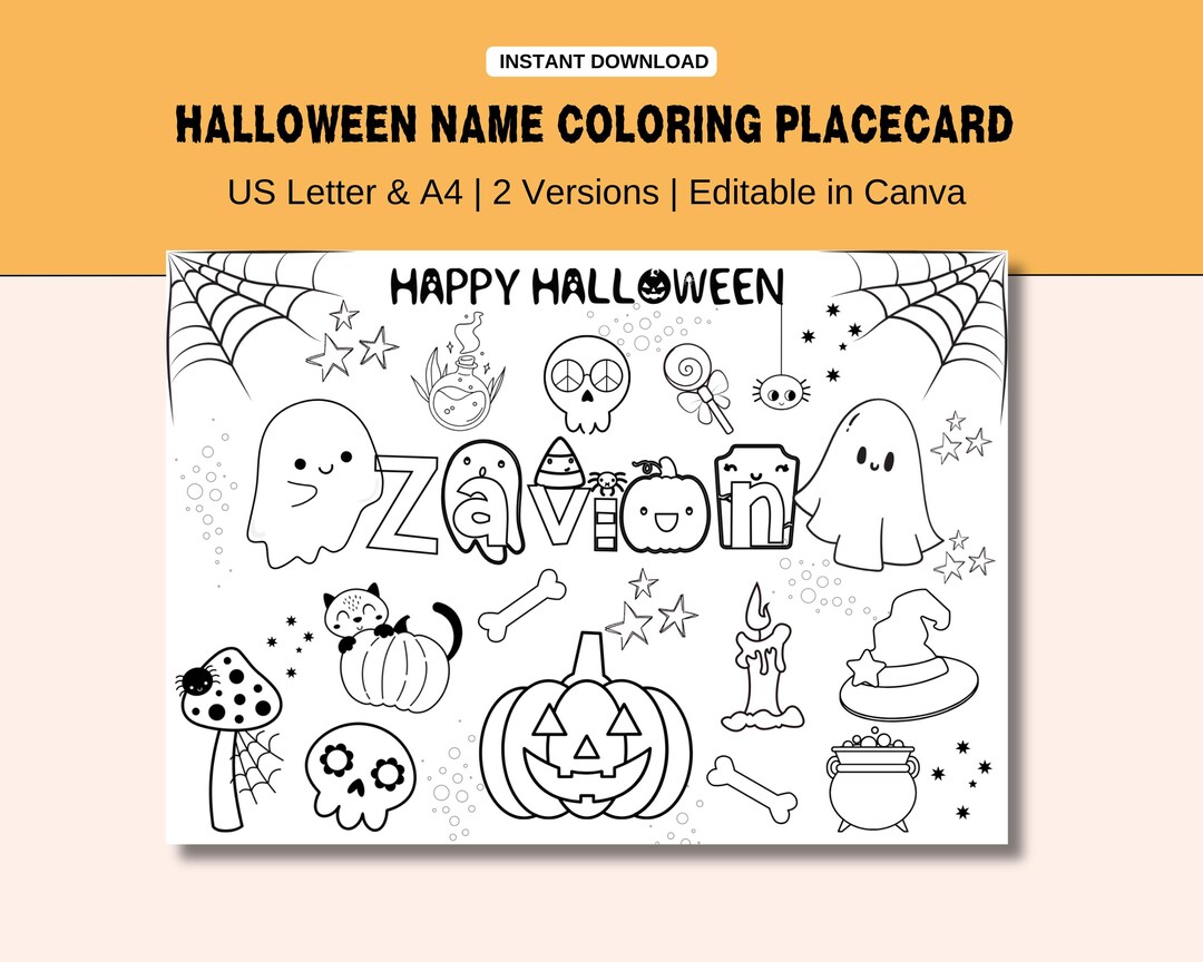 Personalized Halloween Name Coloring Page: Printable Kids Activity (PDF ...
