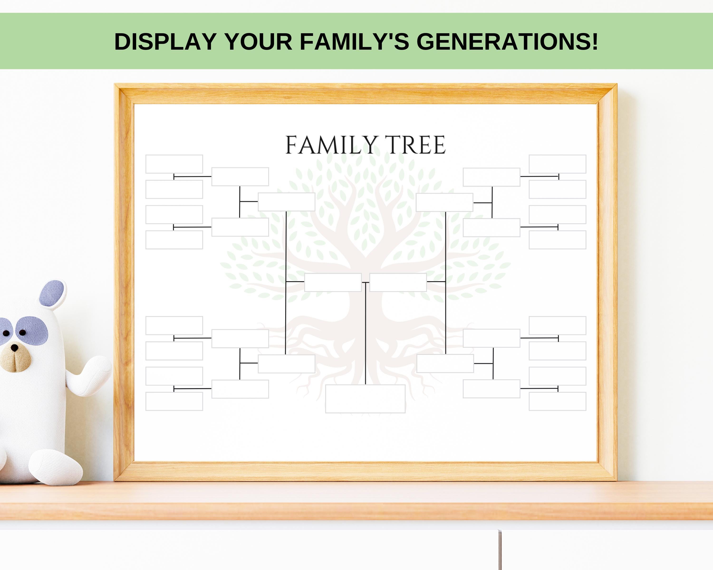 Editable Family Tree Chart: 5-6 Generation Genealogy (digital Download ...