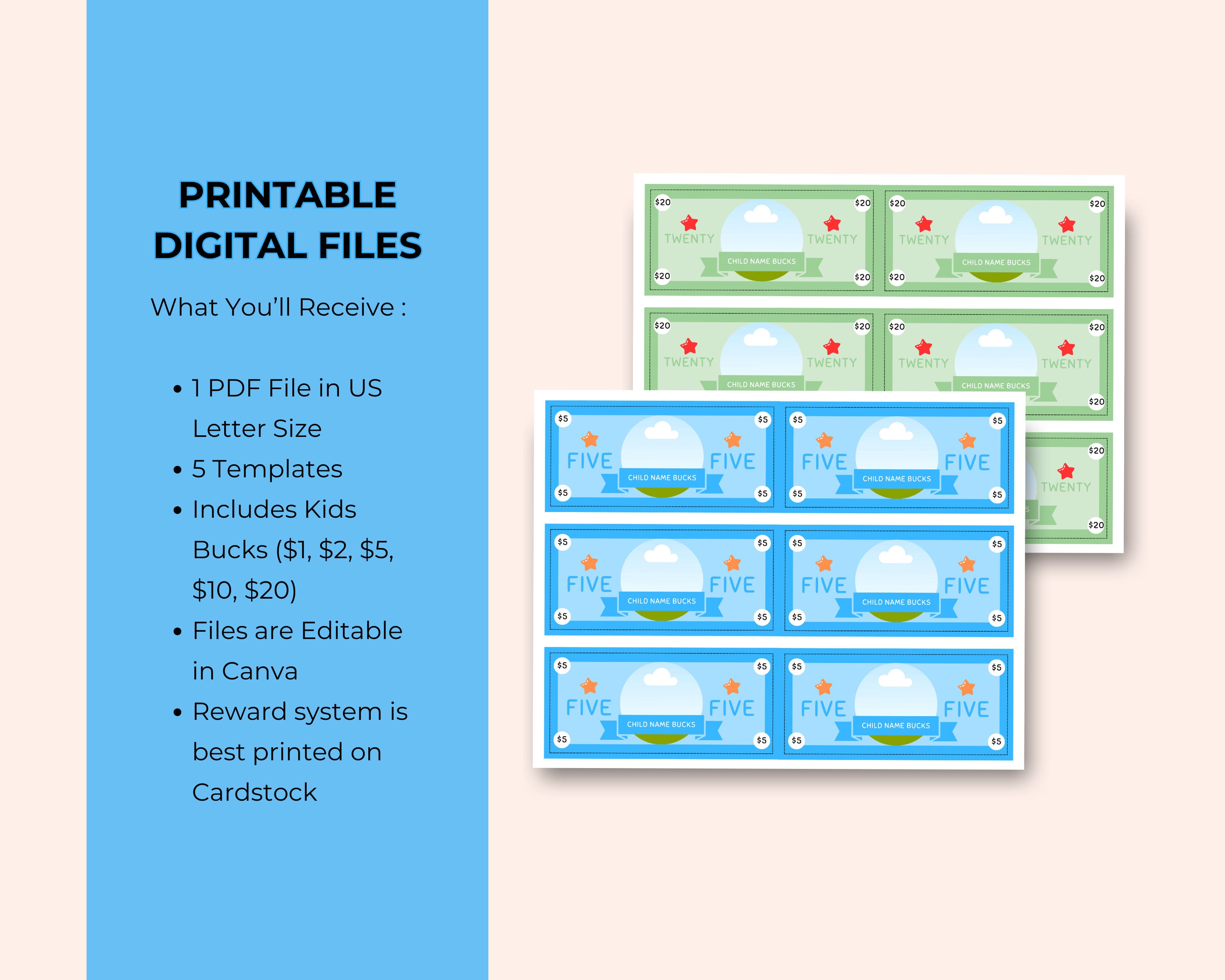 Good Behavior Bucks Printable | Kids Reward System | Printable Play ...