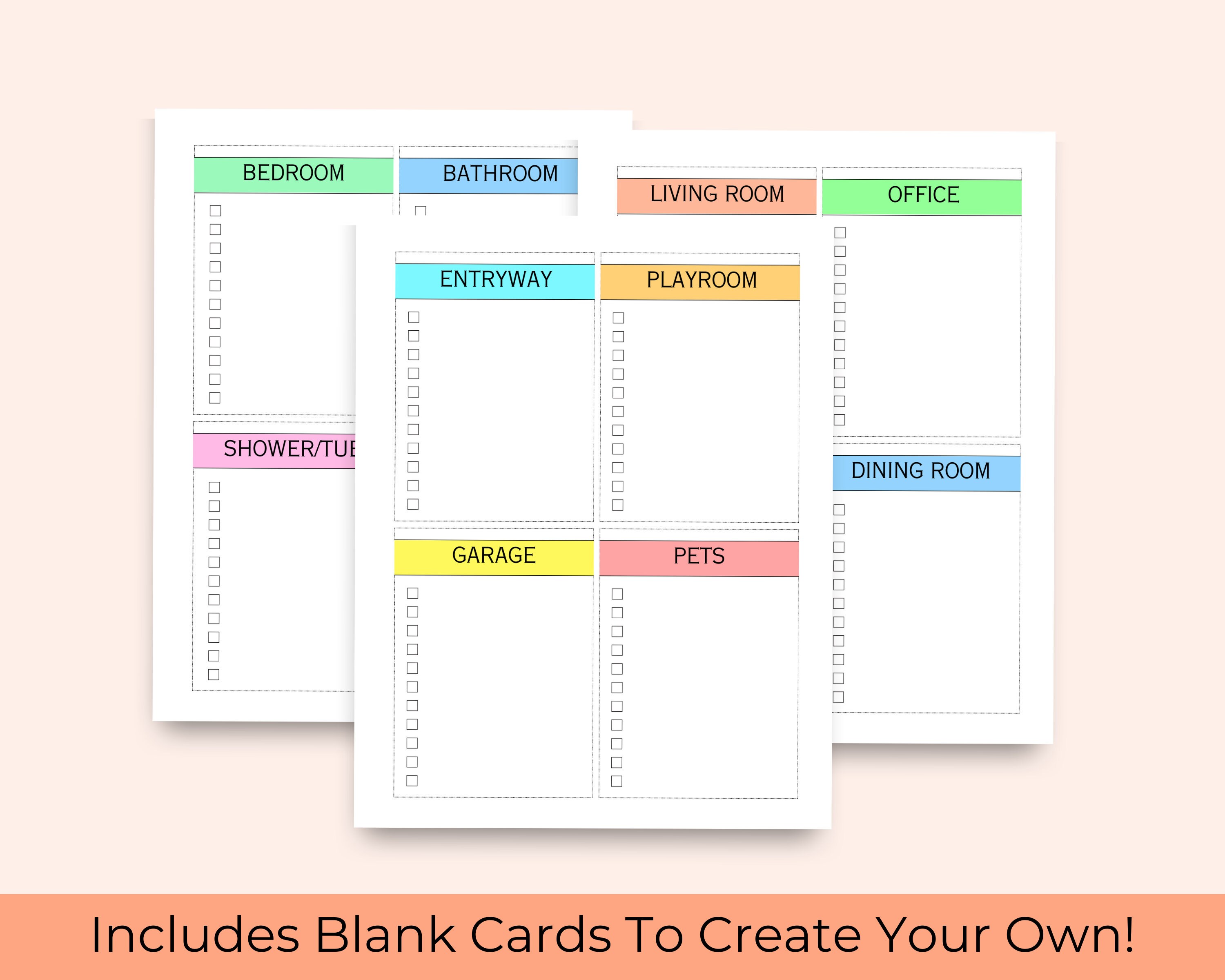 Cleaning Checklist Cards | Editable Chore Cards | Adhd Cleaning ...