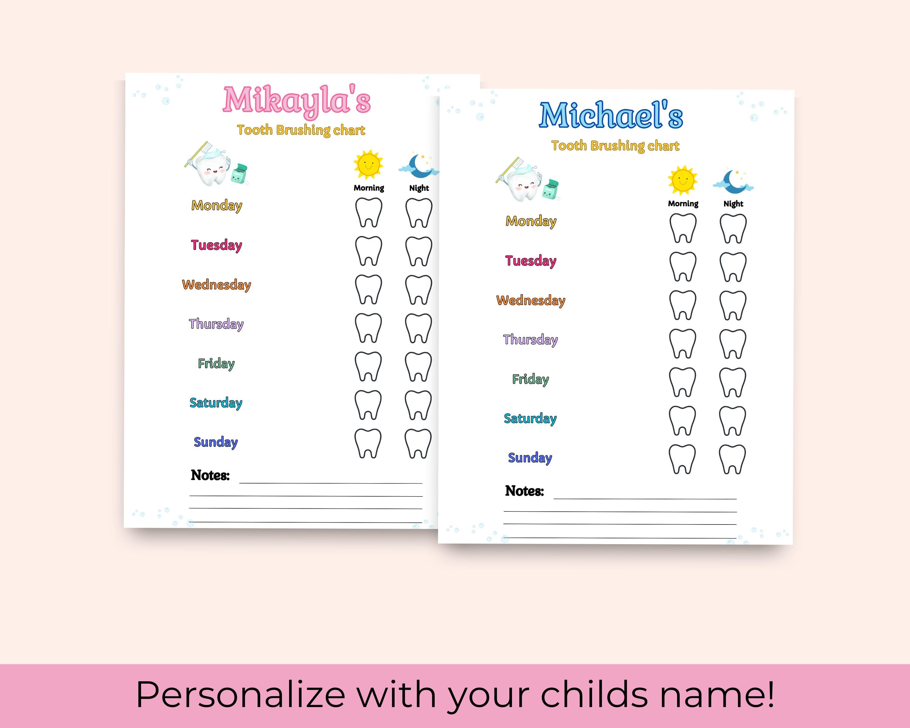 Zahnputz-Diagramm, Kinder-Routine-Diagramm, Zähneputzen-Diagramm ...