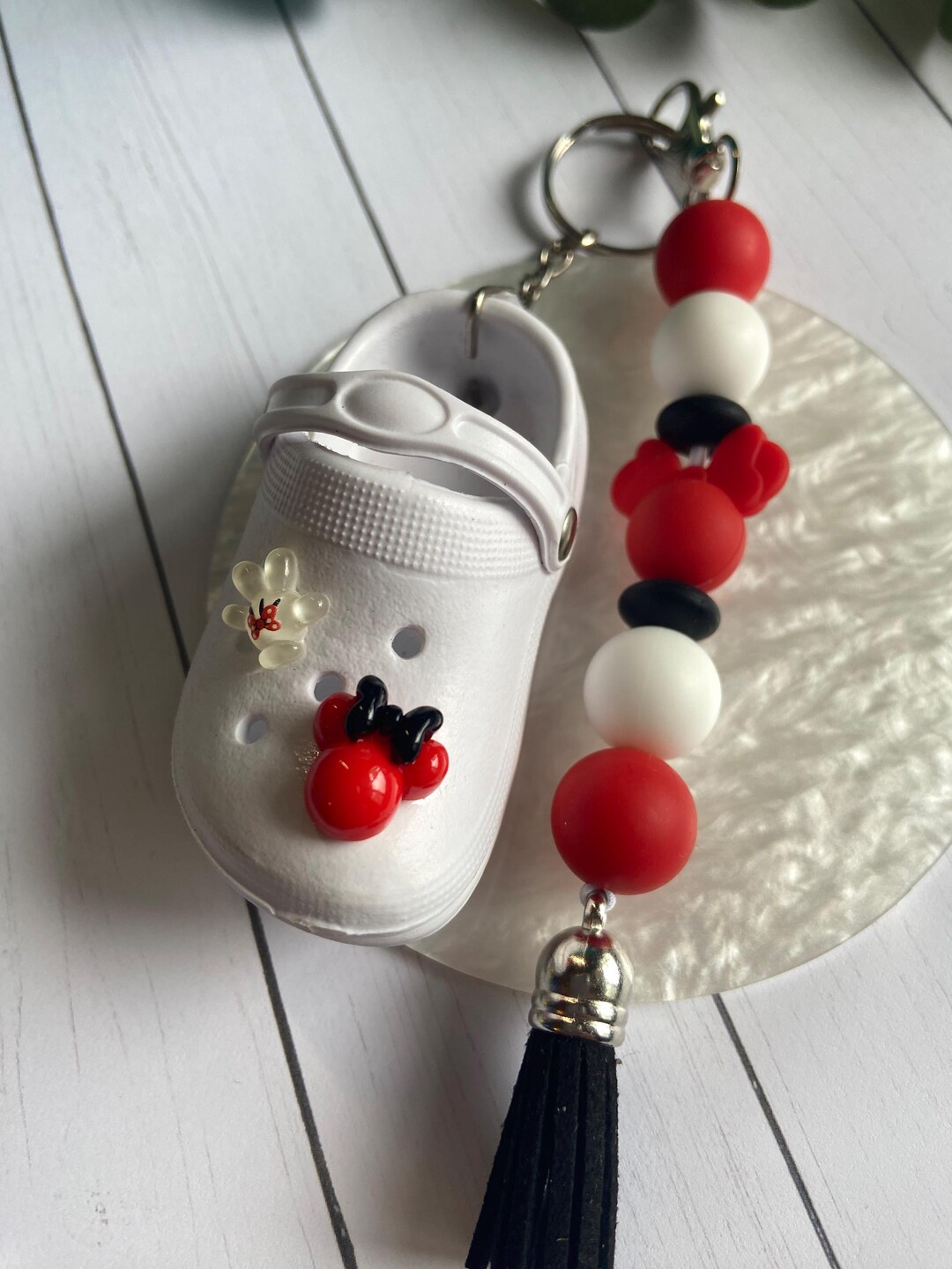 Embellished Mini Croc Keychain/bag Clip With Mouse Charms. Beach/bogg ...