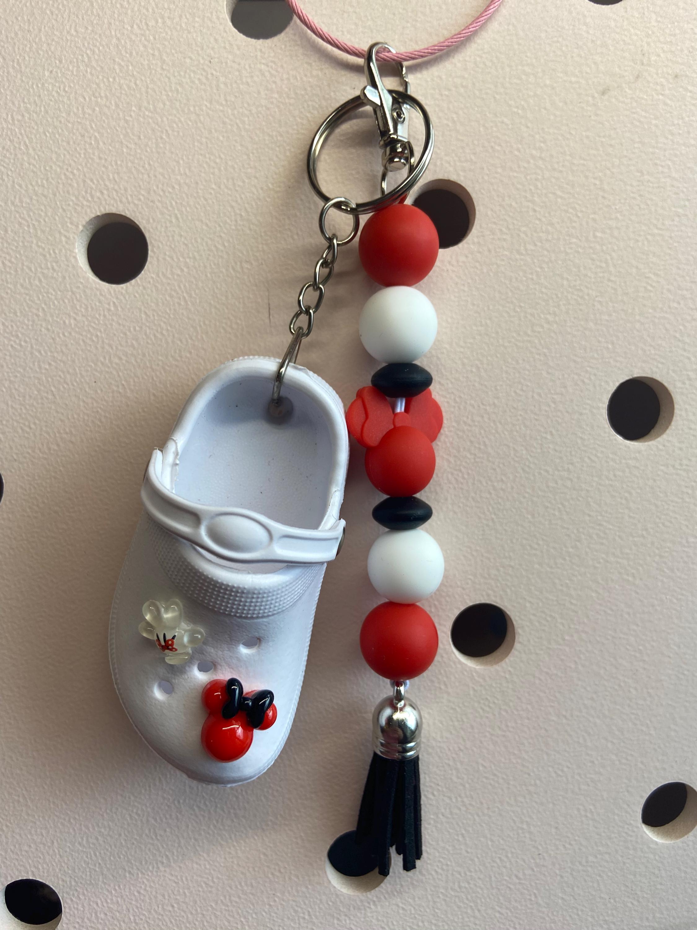 White Mini Croc Keychain/bag Clip With Mouse Ear & Gloves Charms. Beach ...