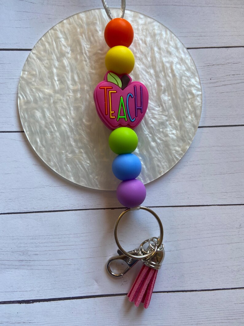 Beaded Teacher Lanyards Teacher Badge Holder Educator Lanyard for Badge ...