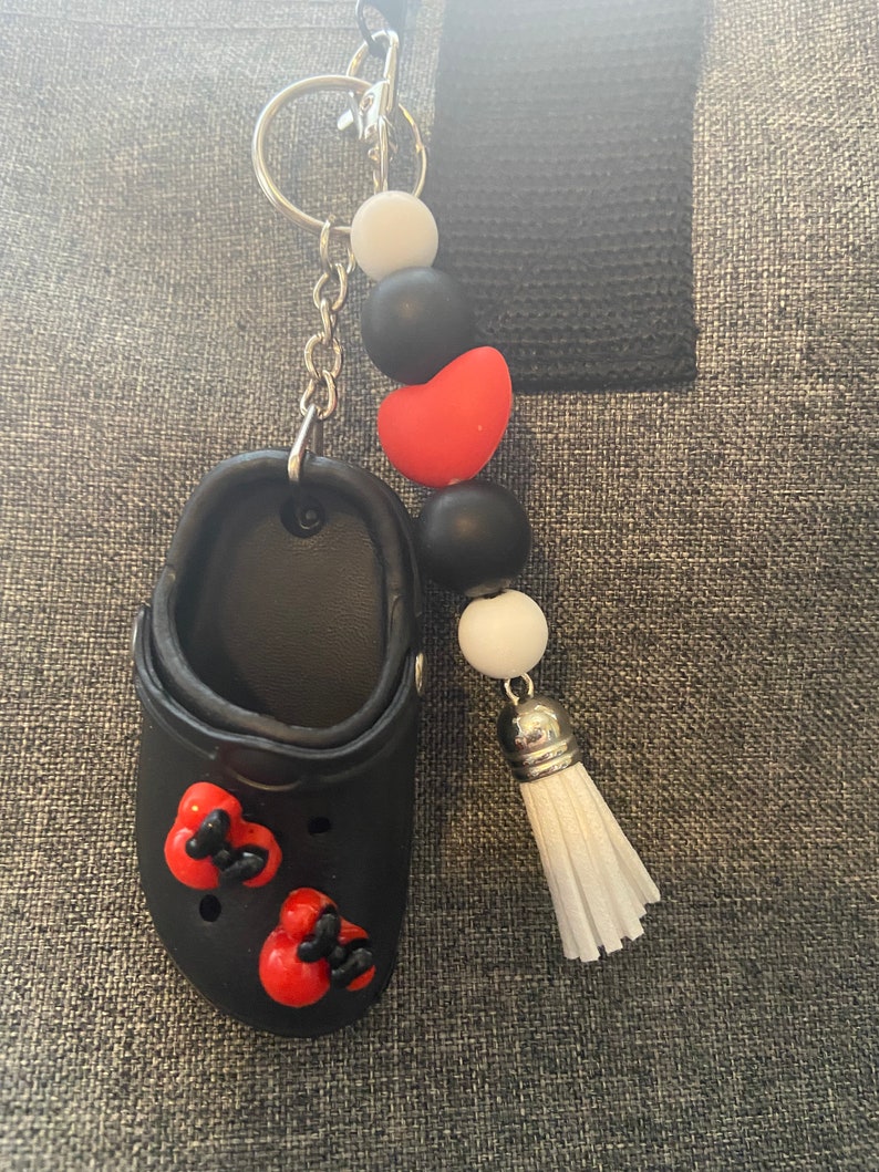 Croc Keychain-black/mouse Ears Mini Croc Croc Charms Croc Shoe Keychain ...