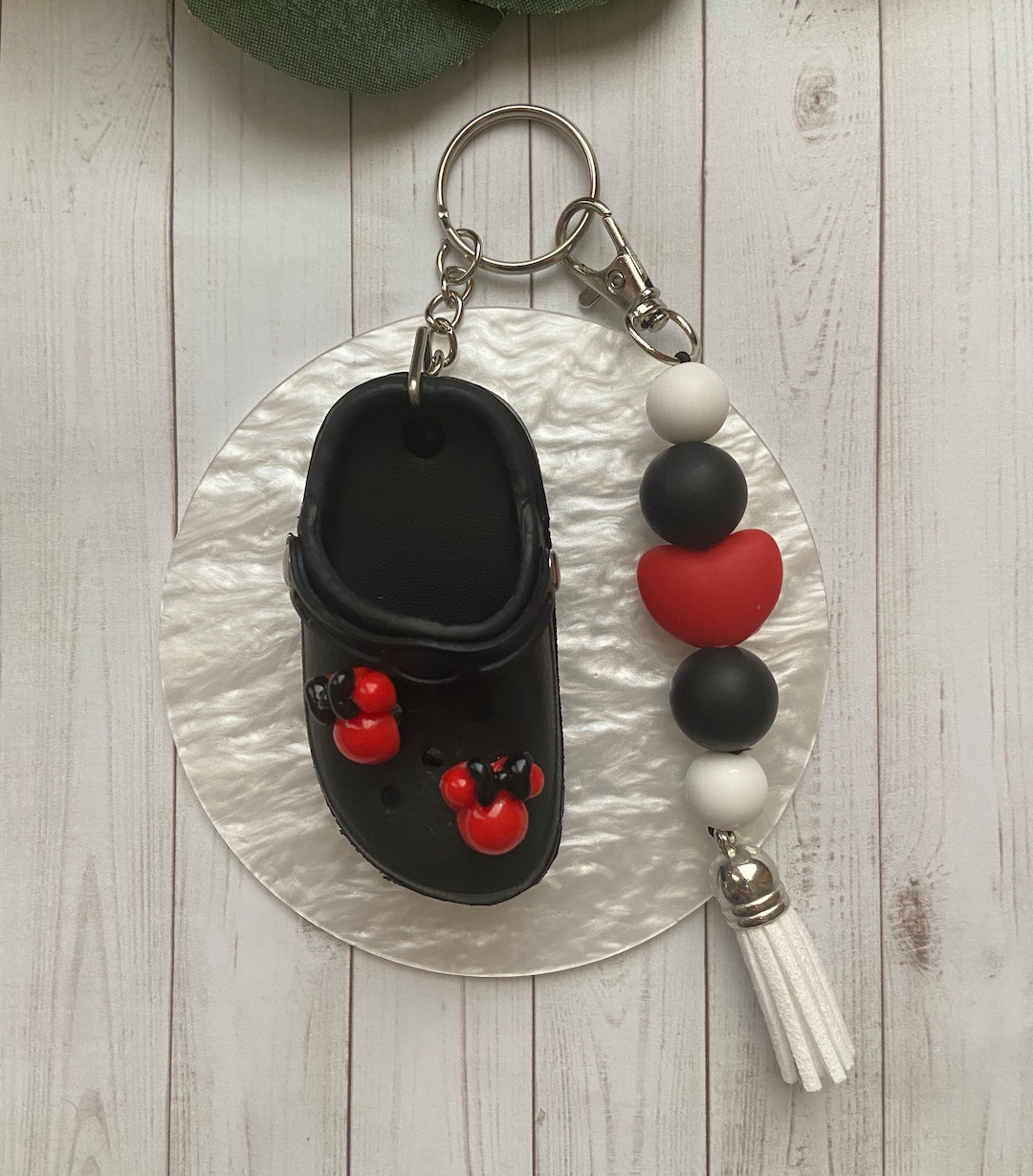 Croc Keychain-black/mouse Ears Mini Croc Croc Charms Croc Shoe Keychain ...