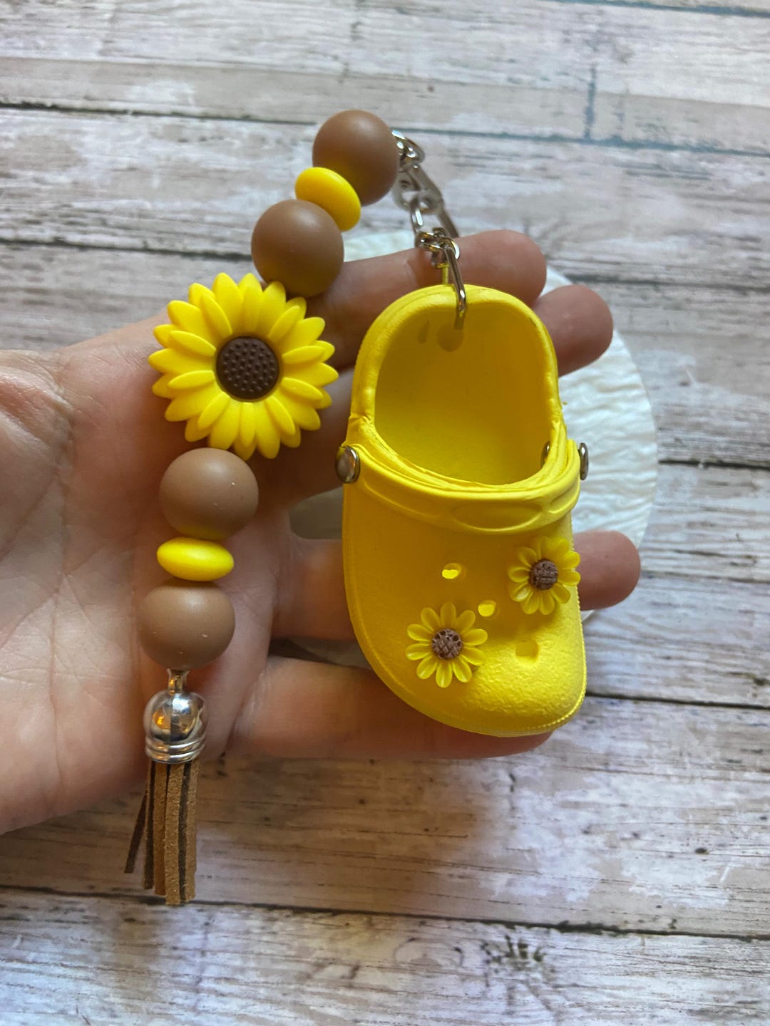 Yellow Sunflower Mini Croc Keychain, Beach/bogg Bag Charm, Clip ...