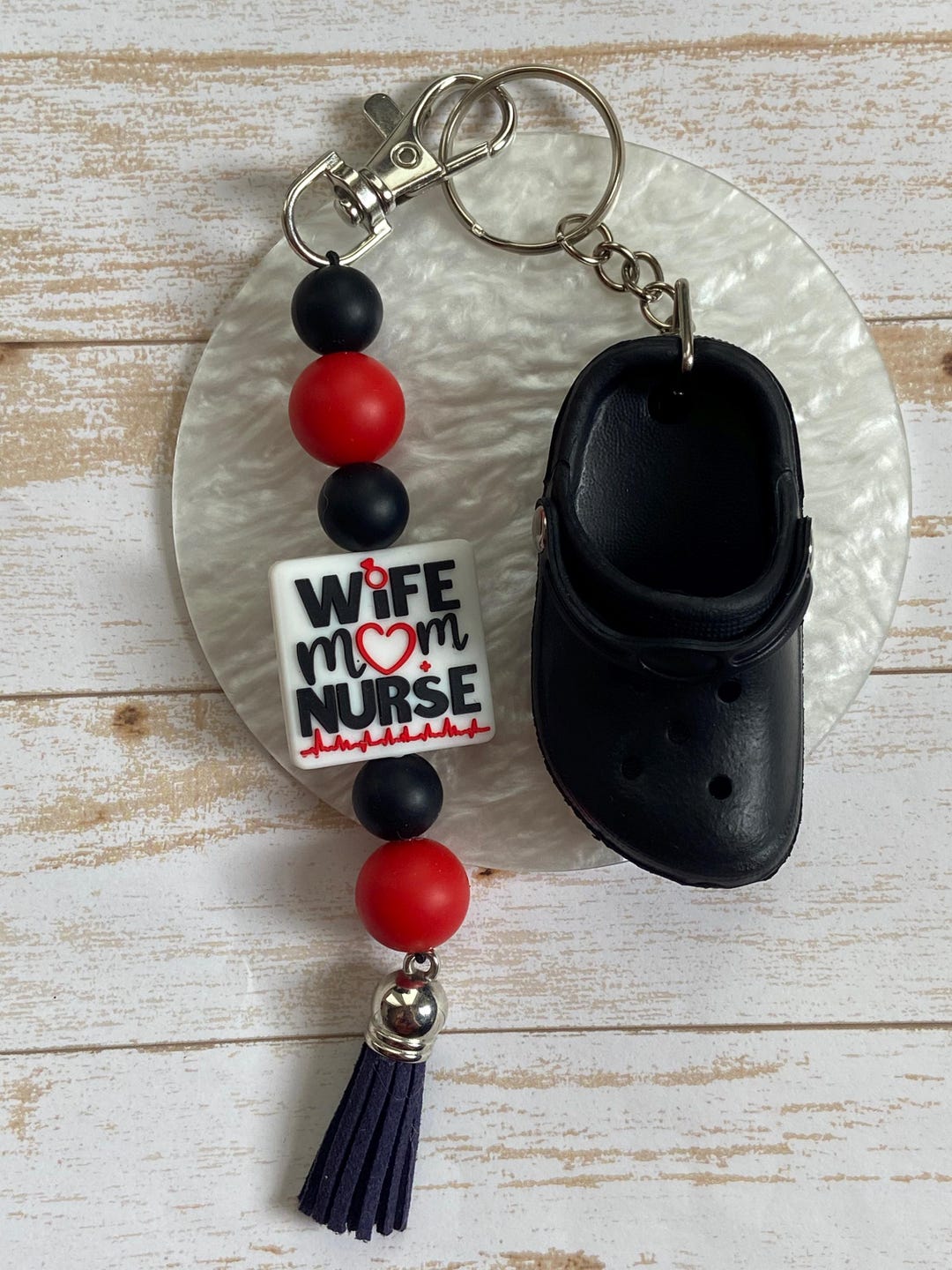 Mom Black Croc Keychain, Beach/bogg Bag Charm, Clip, Accessories. Mini ...