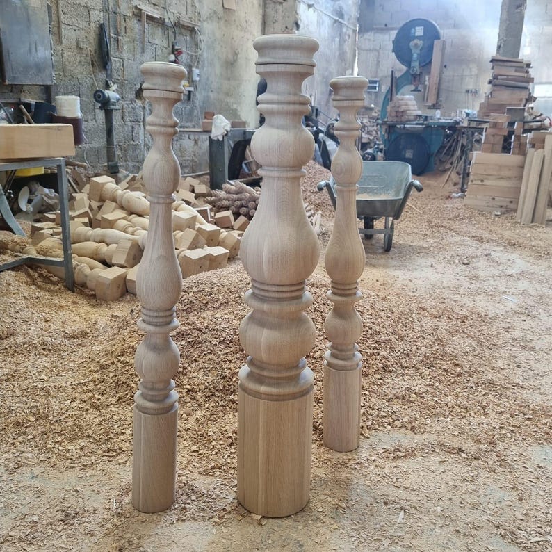 White Oak Turned Stair Newel Post - Custom Handrail Compatible - Etsy
