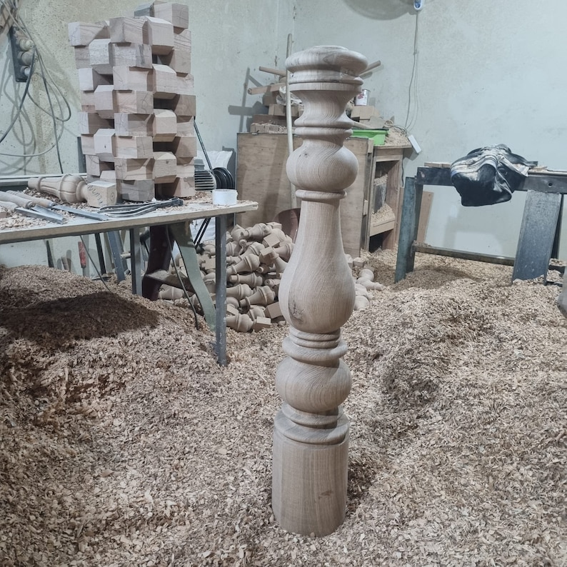 White Oak Turned Newel Post: Custom Stair Post (44" X 7") - Etsy