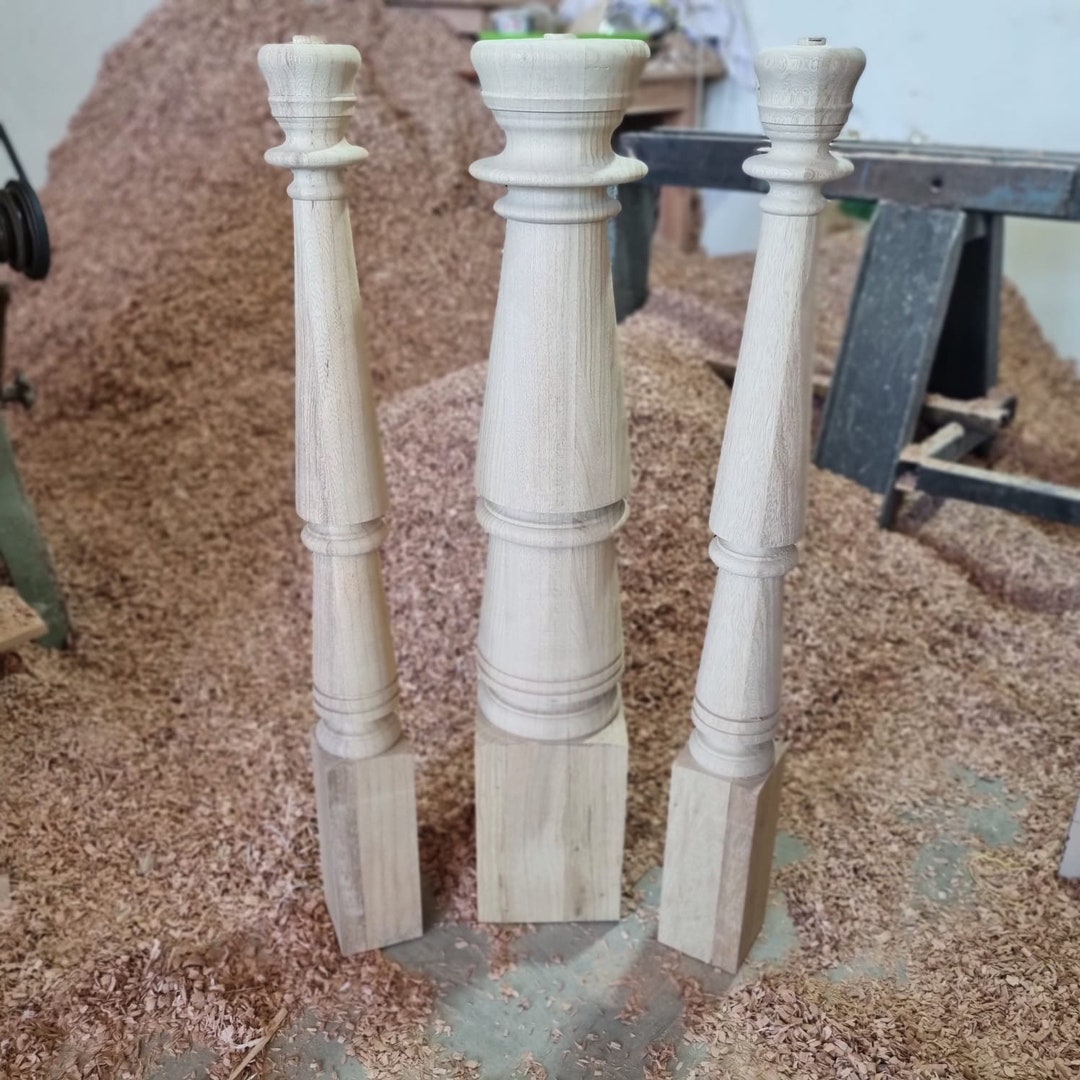 Newel Post, White Oak, Wooden Turned Newel Posts,stair Post, Wooden ...