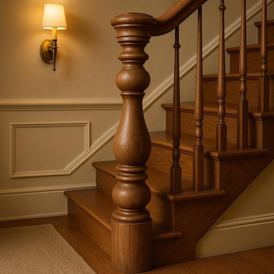 White Oak Turned Newel Post: Custom Stair Post (44" X 7") - Etsy