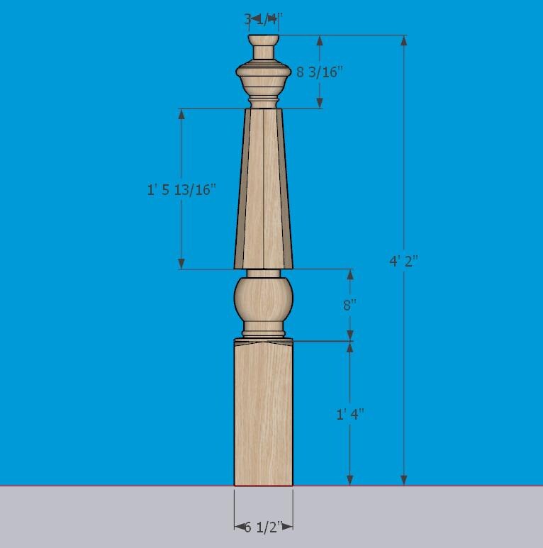 Handmade White Oak Newel Post: 50" Staircase Spindle - Etsy
