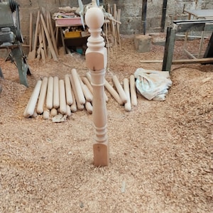 Handmade White Oak Newel Post: Octagonal Stair Parts, Custom Design - Etsy