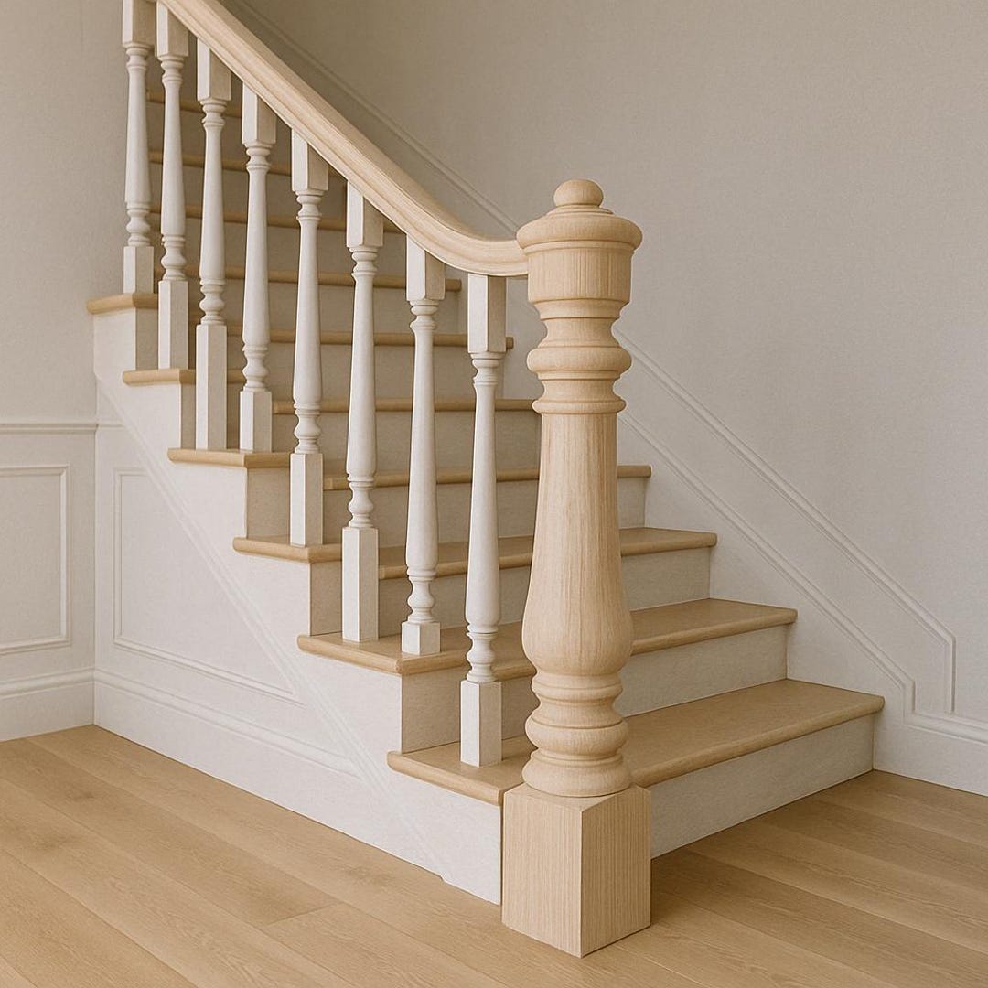 Hand-turned Wooden Newel Post: Custom Stair Parts - Etsy