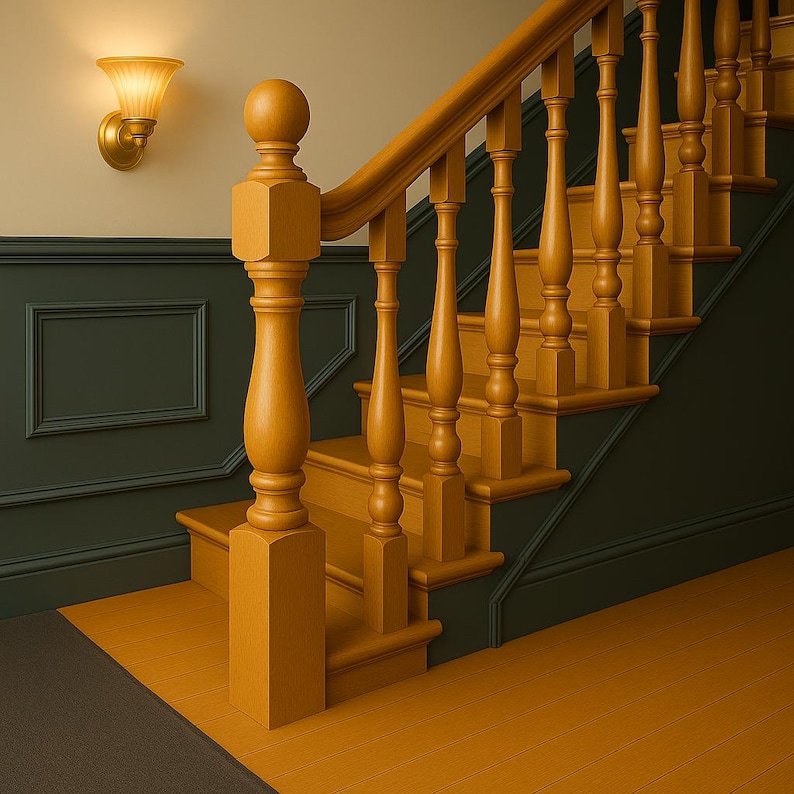 Handcrafted Turned Wood Newel Post: 48" White Oak Staircase Finial - Etsy