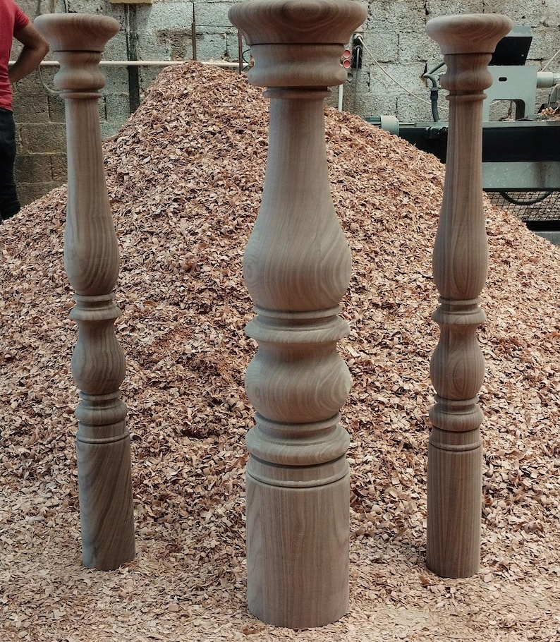 Stair Post, Walnut, Wooden Stair Post, Newel Post, Wooden Turned Newel ...