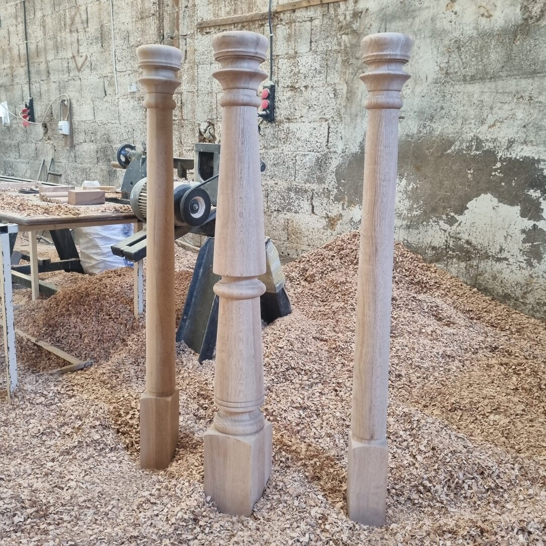 White Oak Turned Newel Post: Custom Wooden Stair Post (52" X 6") - Etsy