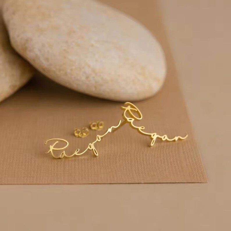 Stainless Steel 14k Personalised Custom Name Earrings Jewelry in Gold ...