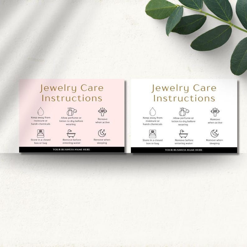 Jewelry Care Instructions Template - Digital Download - Editable Care ...