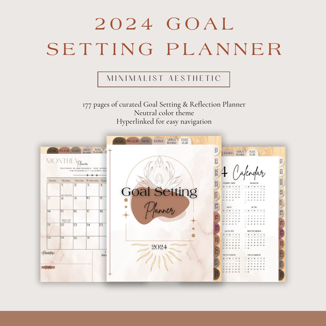 2024 Goal Setting Planner | Dated | Minimalist Aesthetic | Goodnotes ...