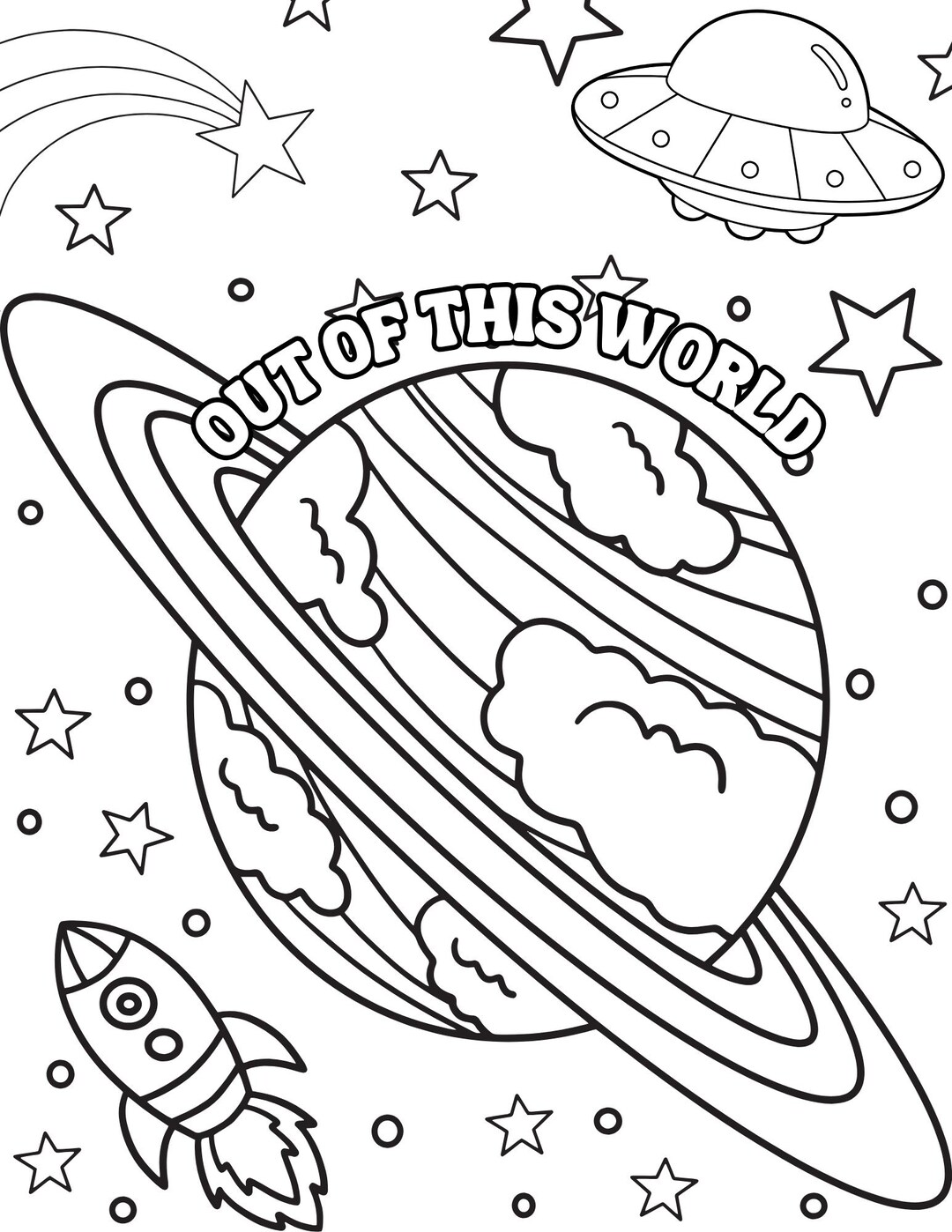 Space Colouring Sheet Out of This World - Etsy