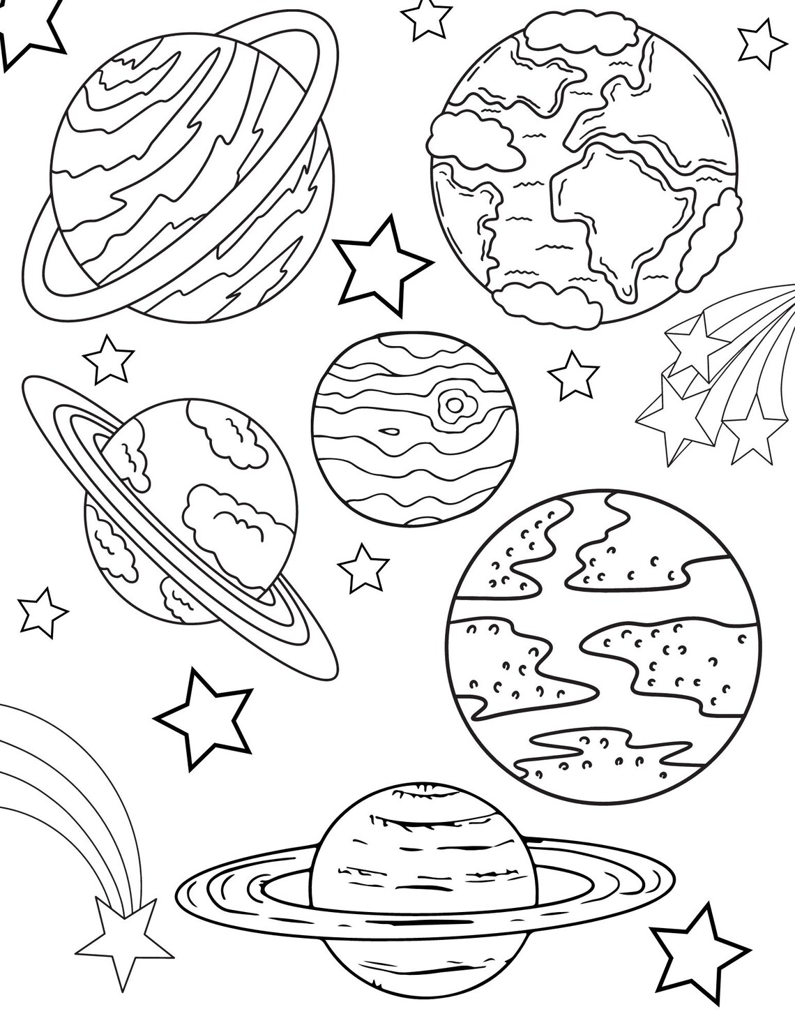 Planets Colouring Sheet - Etsy