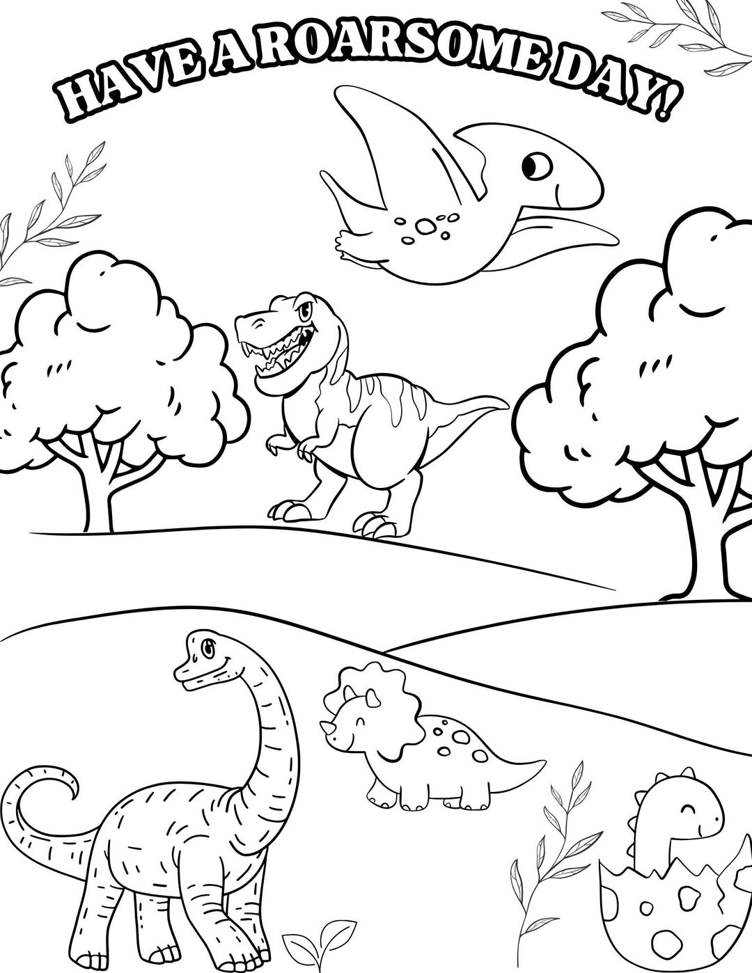 Dinosaur Colouring Sheet - Etsy