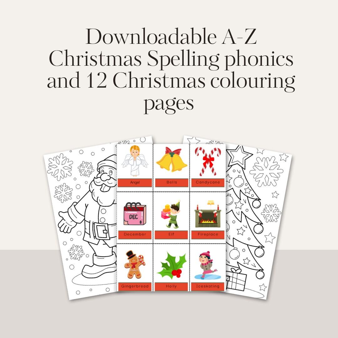 Christmas A to Z Spelling Phonics & Coloring Pages for Kids Fun Holiday ...