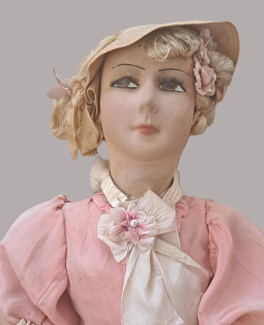 Elegant Blonde Boudoir Doll France | 1920-1930 | Salmon Satin Dress - Etsy