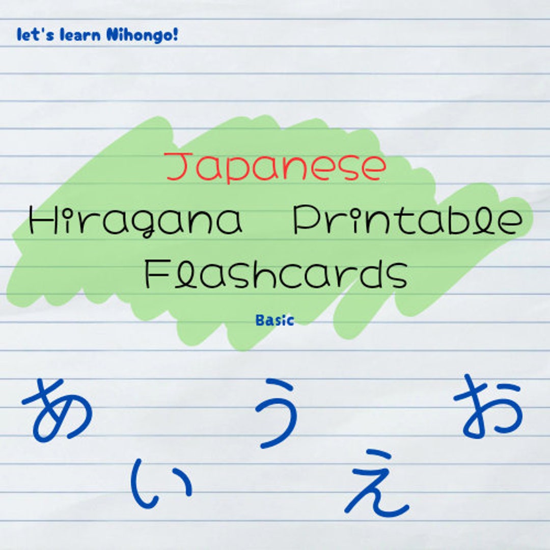 Japanese Flashcards Hiragana Basic - Etsy
