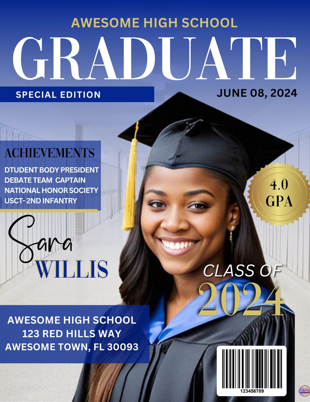 Editable Graduation Magazine Cover, Prom Cover, Senior Send off ...