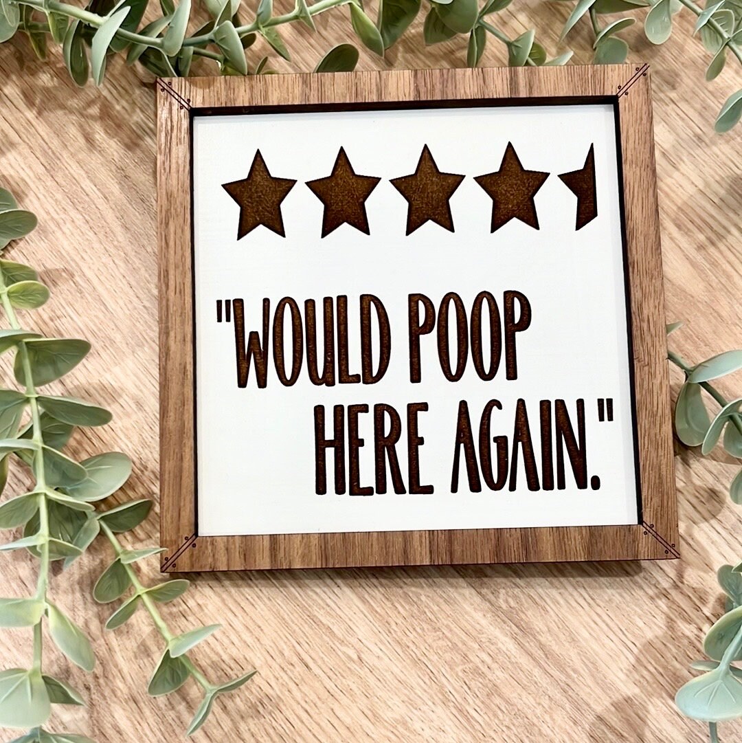 Would Poop Here Again Sign | Poop Leaner Sign | Framed Poop Sign ...