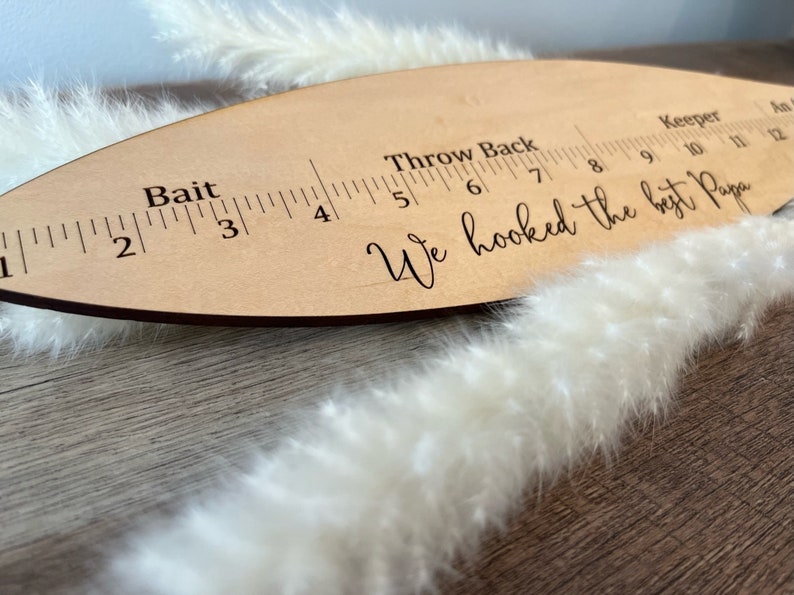 Fish Measuring Stick Ruler Fishing Dad Papa Opa Grandpa Hooked the Best ...