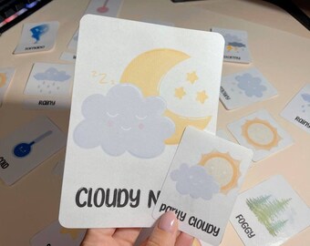 12 Weather Cards | Montessori Flashcards | Pre-school Cards | Rainbow ...
