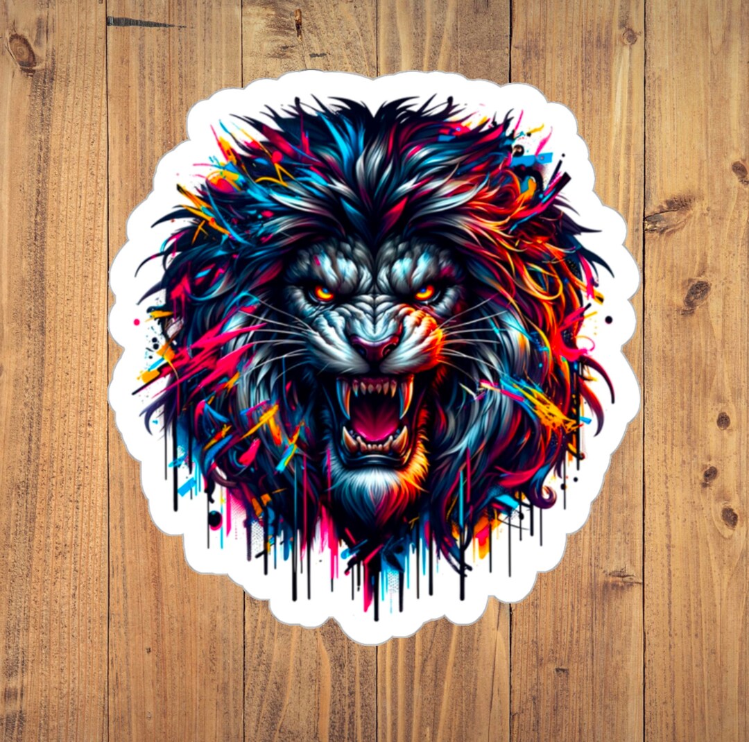 Neon Roar Sticker, Lion Sticker, Motivational Sticker for Laptops, Car ...