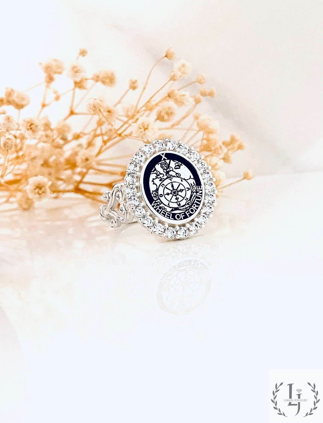 Wheel of Fortune Ring, Gold Tarot Card Ring, Gift for Him, Zodiac Ring ...