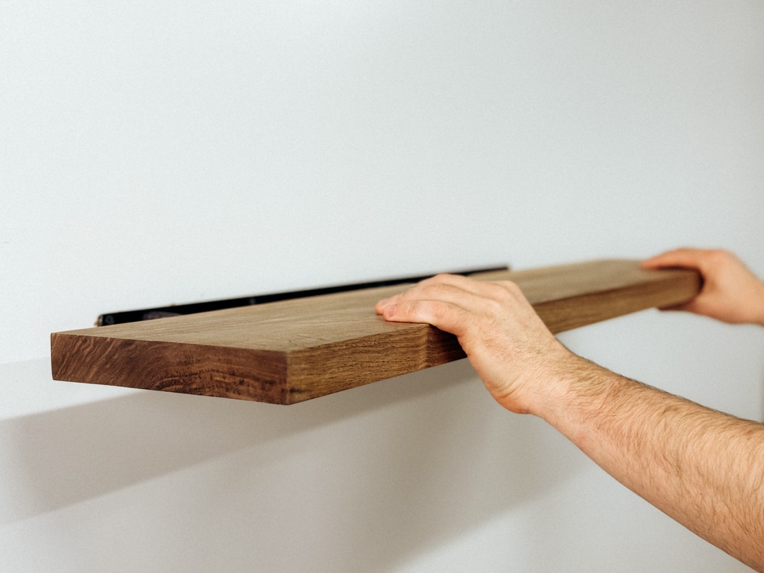 Walnut Floating Shelves, Shelves, Custom Wood Shelves, Flat Edge ...